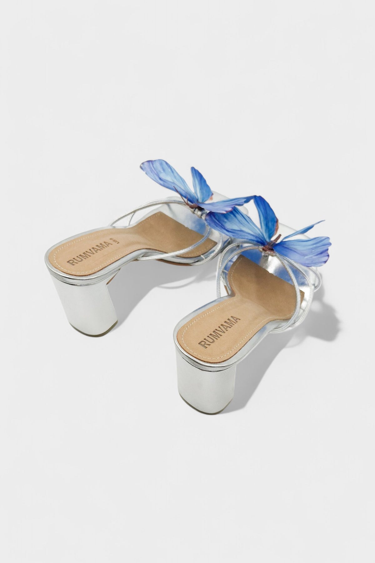 Blue Butterfly Silver Heels– Rumvama