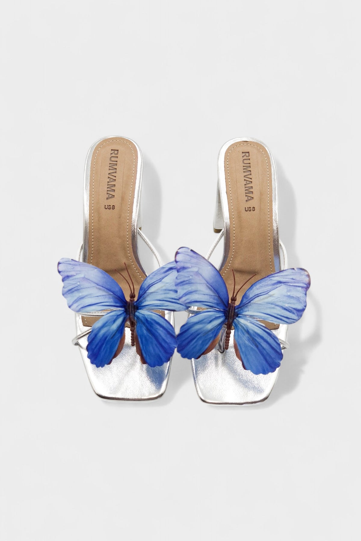 Blue Butterfly Silver Heels– Rumvama