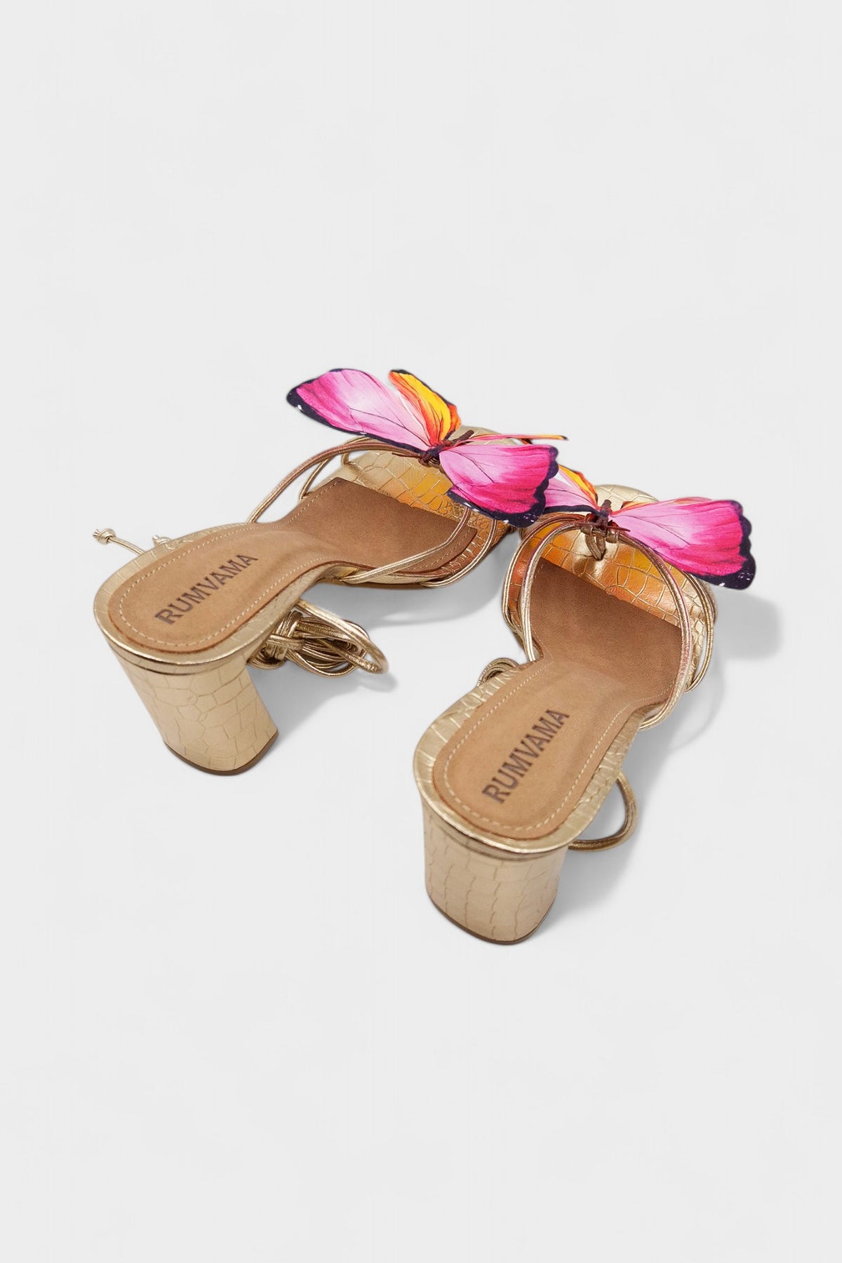 Sunset Butterfly Gold Heels– Rumvama